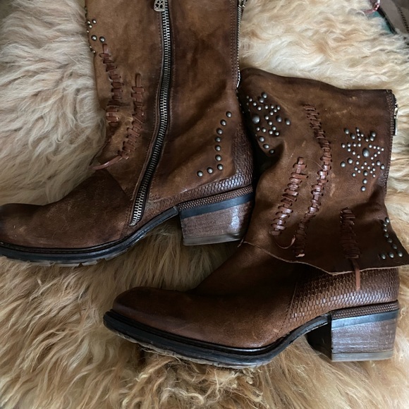 A.S. 98 | Shoes | As98 Stunning Studded Embellished Brown Leather Boots ...